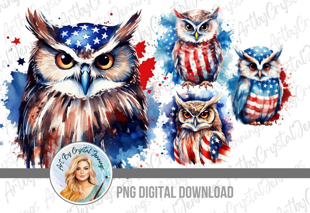 USA Owl, American Bird Instant Download, Patriotic Flag Gift PNG ...