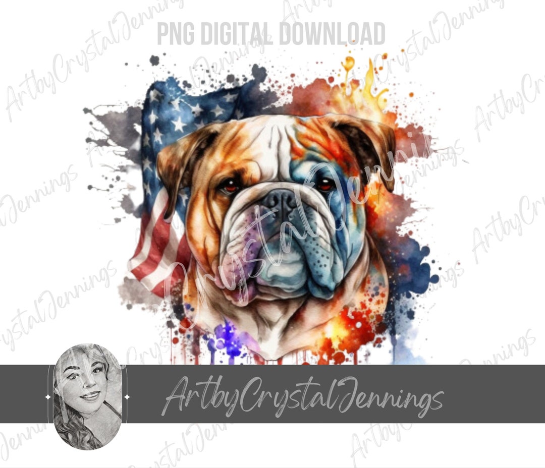Patriotic American Bulldog PNG: USA Flag Sublimation Design (digital ...