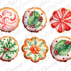 Christmas Cookie Design, Watercolor Holiday Cookies Instant Download ...