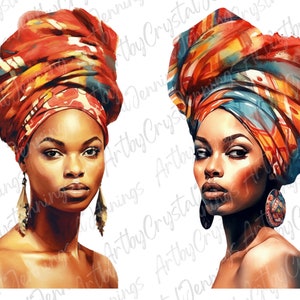 African Queen Design, Watercolor Black Woman Instant Download African ...