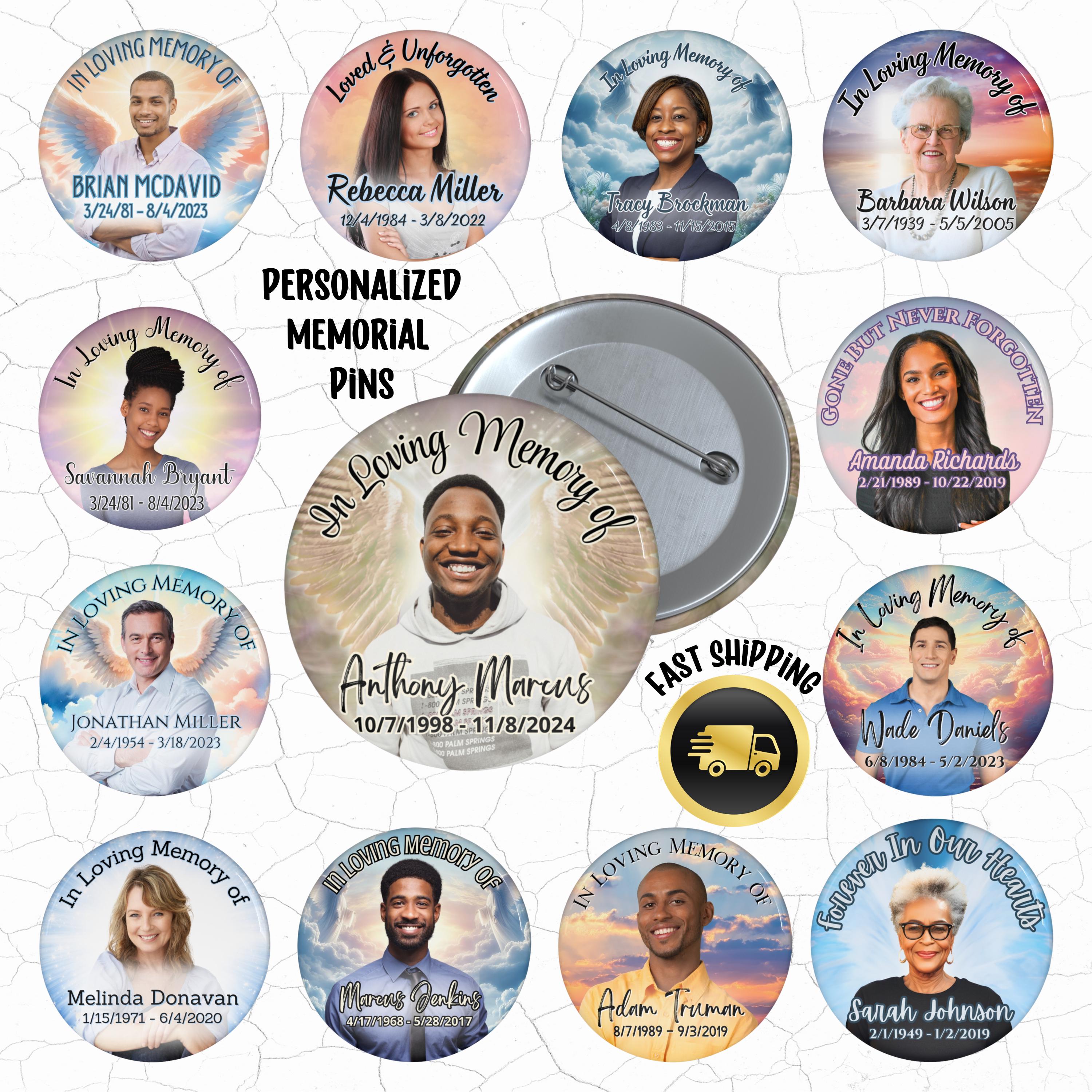 Large 3" Personalized Memorial Pinback Button Tribute, in Memory, Rest ...