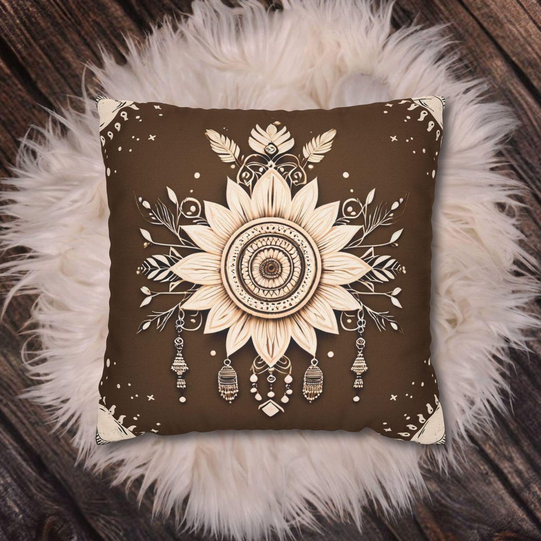 Unique Square Boho Pillowcase, Bohemian Housewarming Gift, Boho Accent ...