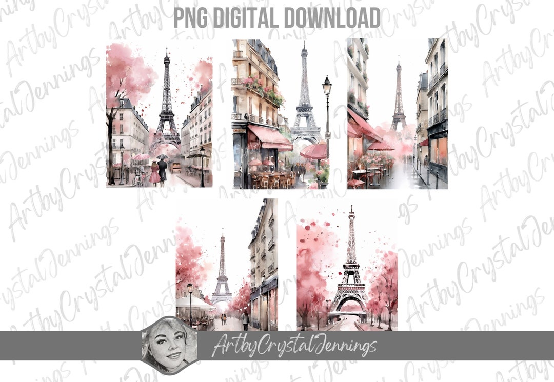 Romantic Pink & Gray Paris France Instant Download, Eiffel Tower Gift ...