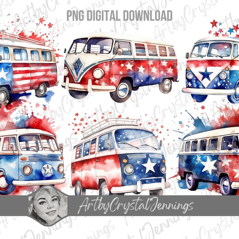 Hippie Van Clipart - Etsy