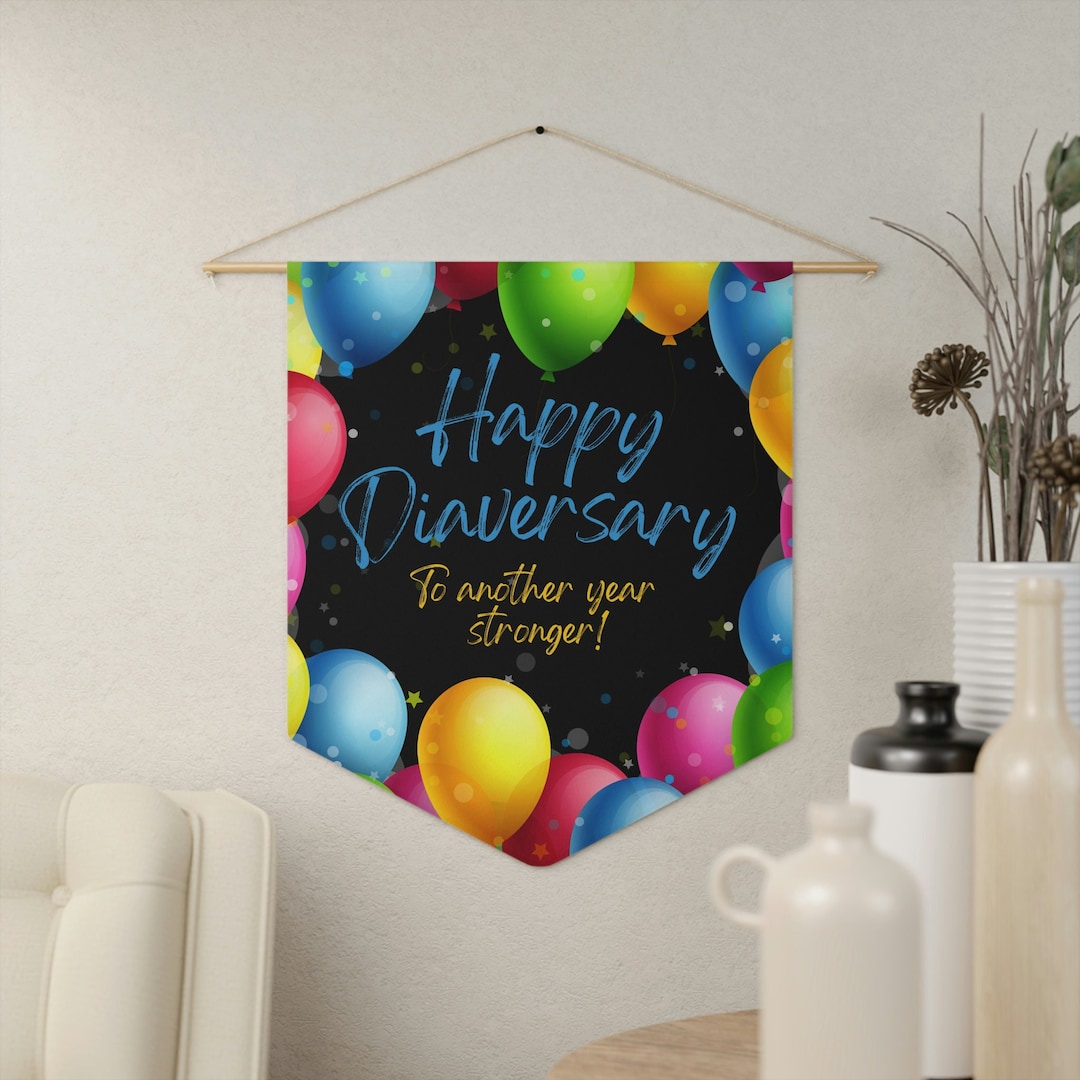Happy Diaversary Banner, Diabetes Pennant, Type 1 Diabetes Sign, Type 2 ...