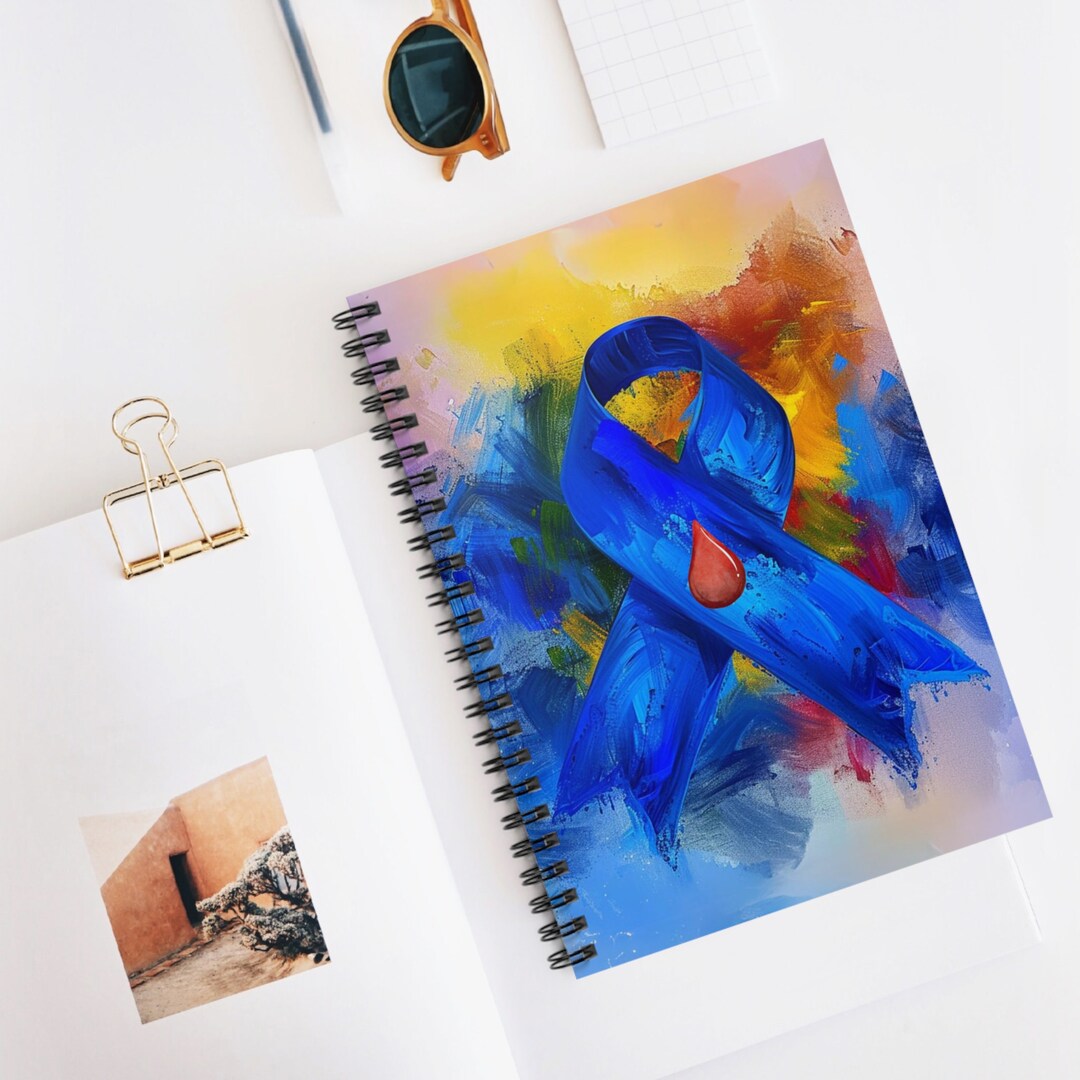 Diabetes Awareness Spiral Notebook Journal, Blue Awareness Ribbon, Type ...