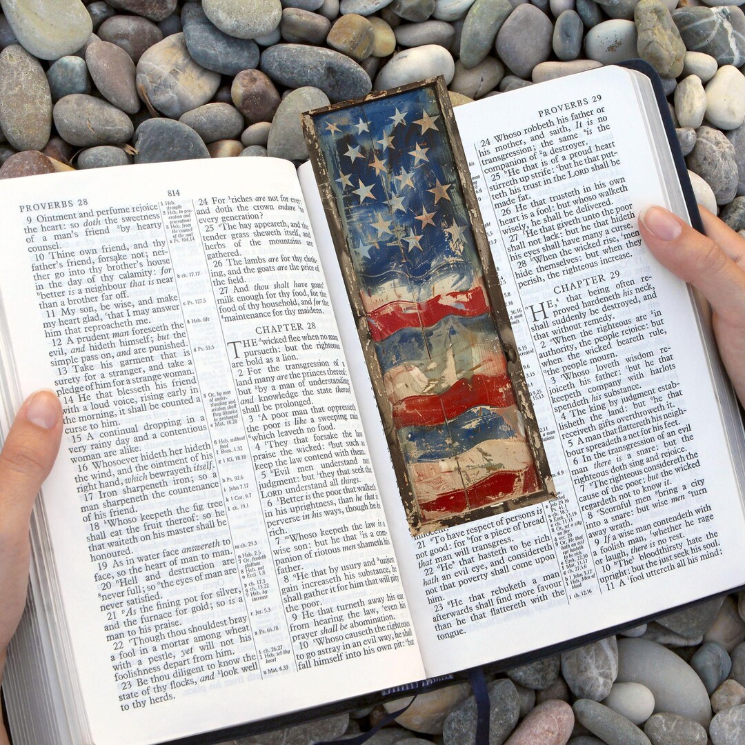 USA Patriotic American Flag Laminated Bookmark, Veteran Gift for Book ...