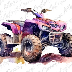 4 Wheeler ATV Design, Watercolor 4 Wheel Instant Download ATV Rider PNG ...