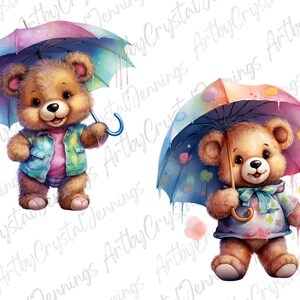 Teddy Bear With Umbrella, Raint Day Bear Instant Download, PNG DIGITAL ...