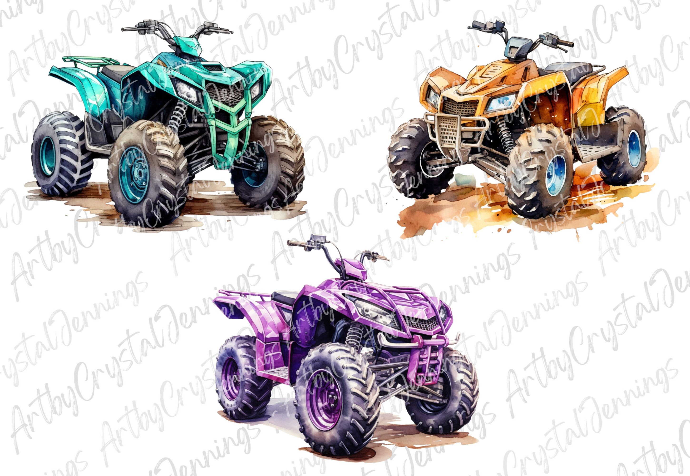 Watercolor ATV Clipart: 4 Wheeler Rider Design (PNG Digital Download ...
