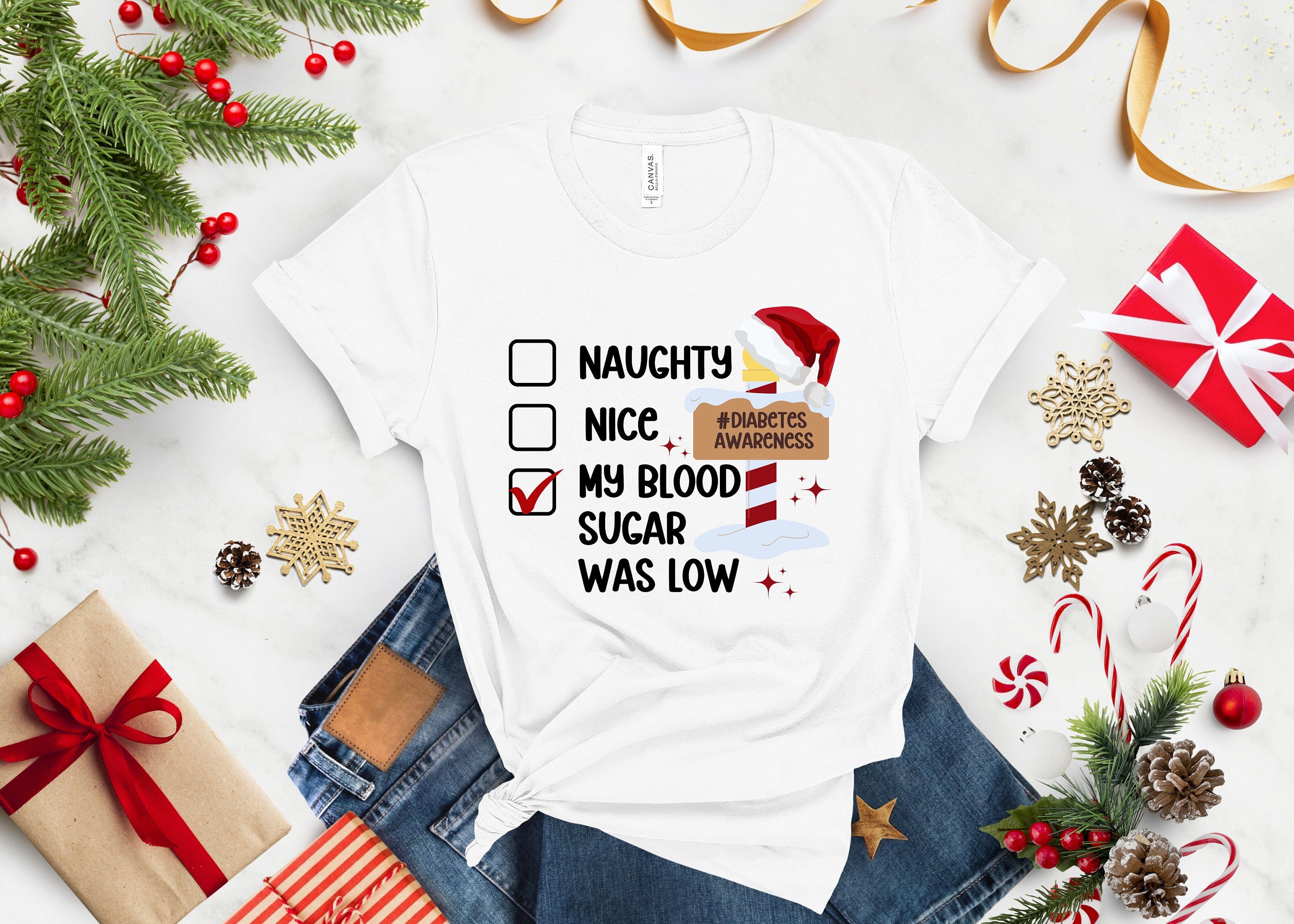 Type 1 Type 2 Diabetes T Shirt, Kids Diabetic Shirt, Christmas Shirt ...