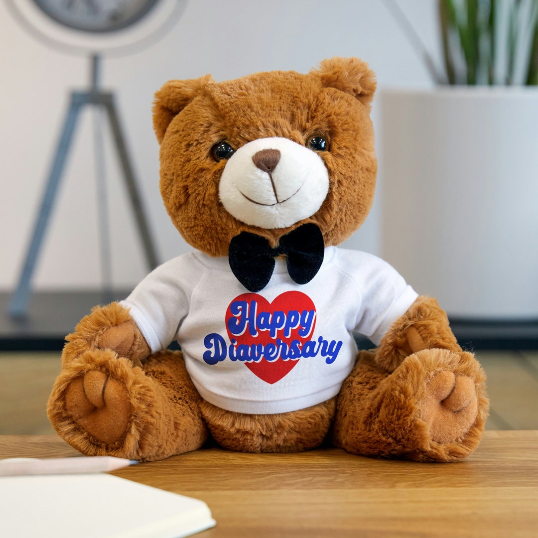 Happy Diaversary Teddy Bear W/ Diabetes T Shirt, Type 1 Diabetes Gift ...