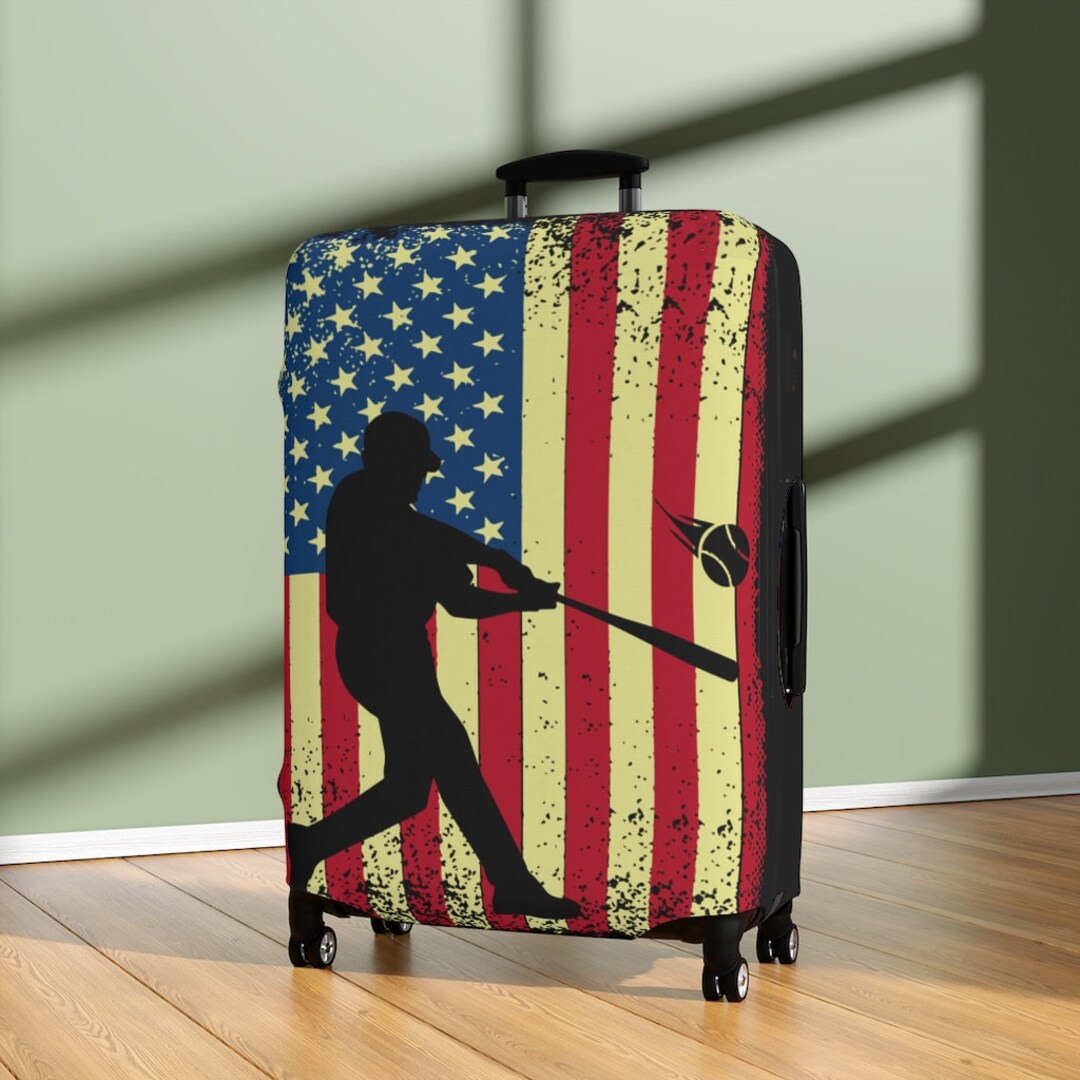 American Flag Baseball Luggage Cover: Sports Travel Accessory - Etsy
