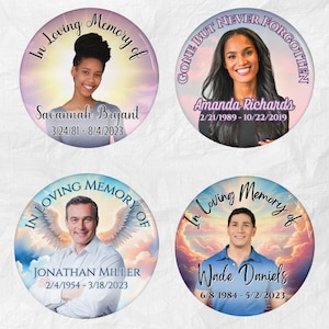 Large 3" Personalized Memorial Pinback Button Tribute, in Memory, Rest ...