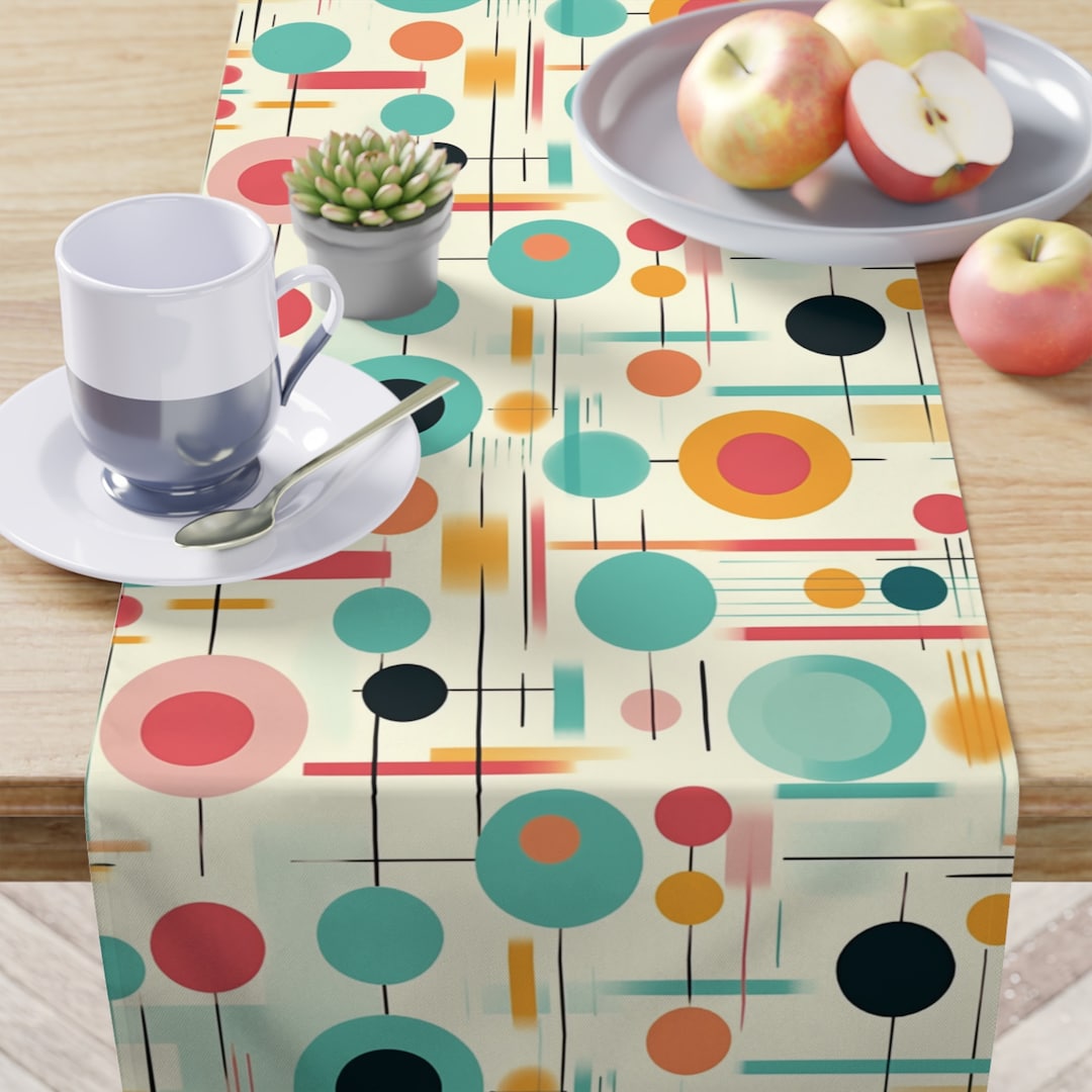 Mid Century Modern Table Runner, Retro Kitchen Decor, Vintage Inspired ...