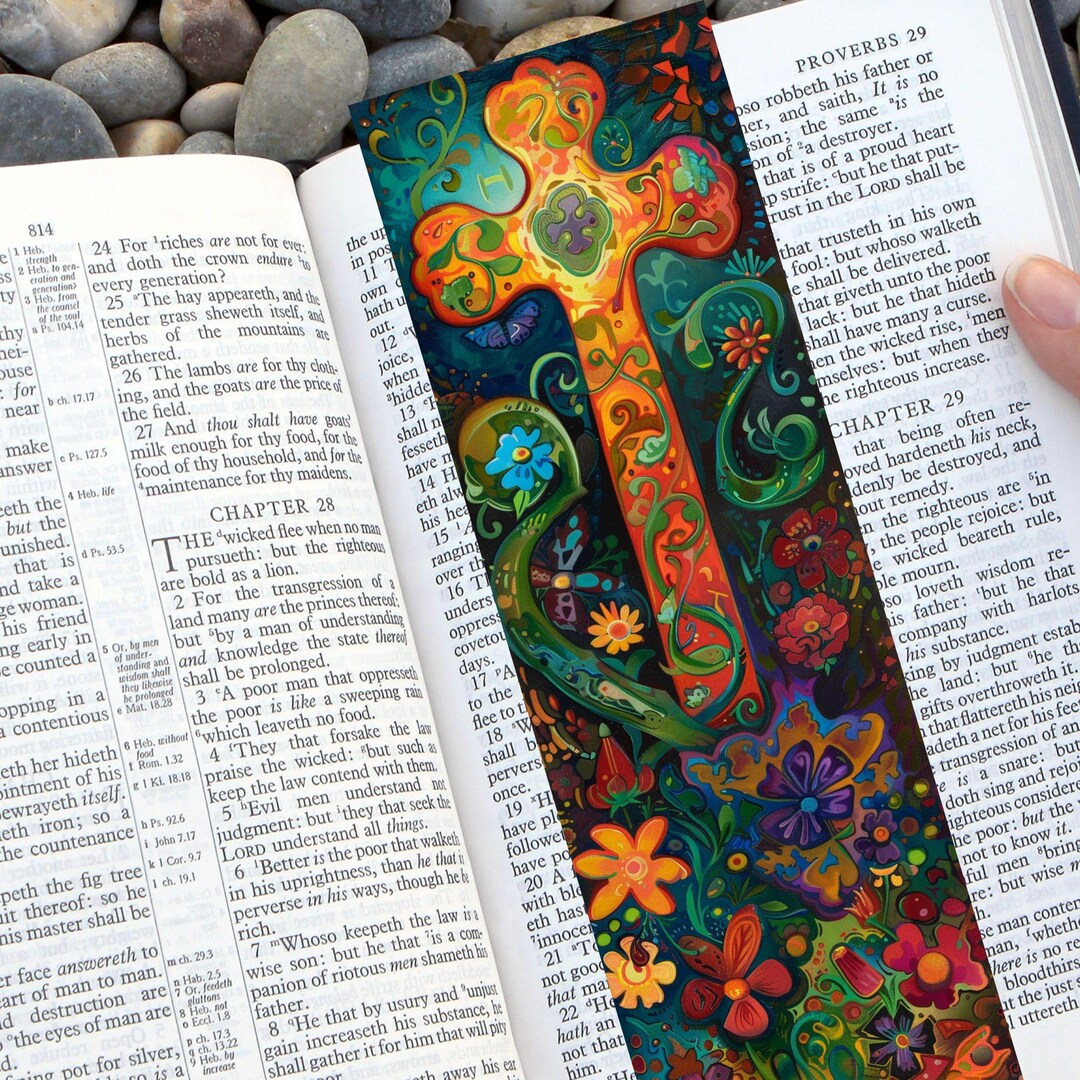 Floral Cross Religious Laminated Bookmark, Church Pastor Gift for Book ...