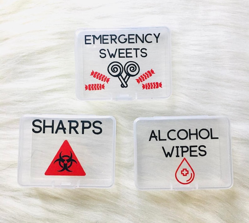 Small Diabetic Supply Storage Containers, Sharps Conatiner, Emergency ...