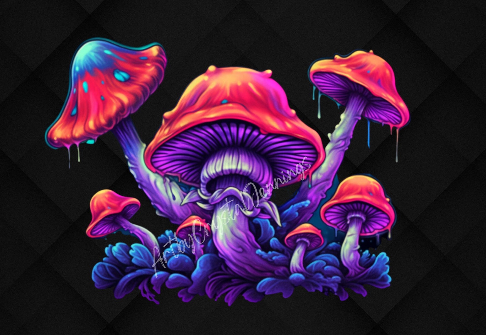 Psychedelic Trippy Mushroom Alien Design, Mushroom Instant Download ...