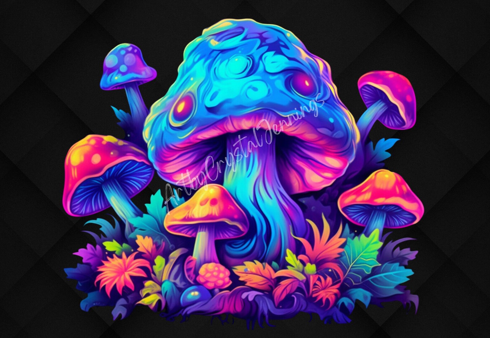 Psychedelic Trippy Mushroom Alien Design, Mushroom Instant Download ...