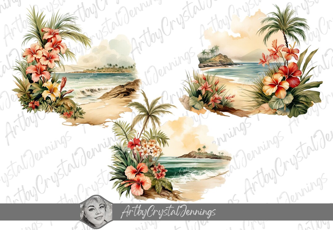 Vintage Tropical Design, Island T Shirt Design Island Beach Instant ...