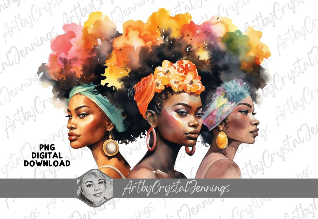 African American Woman Sublimation Design Instant Download Watercolor ...