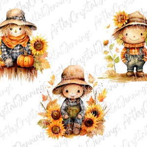 Autumn Watercolor Thanksgiving Scarecrow Clipart, Fall Decor Instant ...
