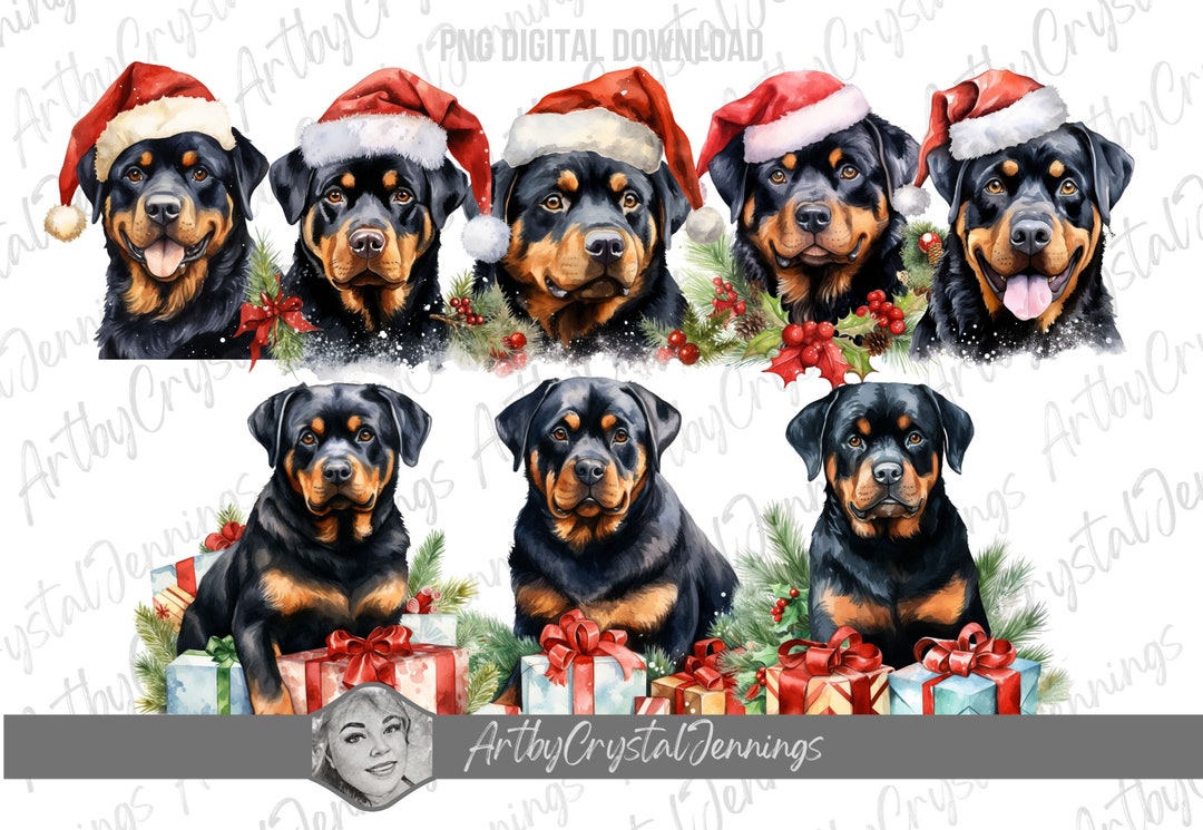 Christmas Rottweiler Design, Holiday Gift Instant Download Dog Wearing ...