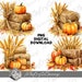 Watercolor Pumpkin Hay Bale PNG: Autumn Thanksgiving Clipart (digital ...