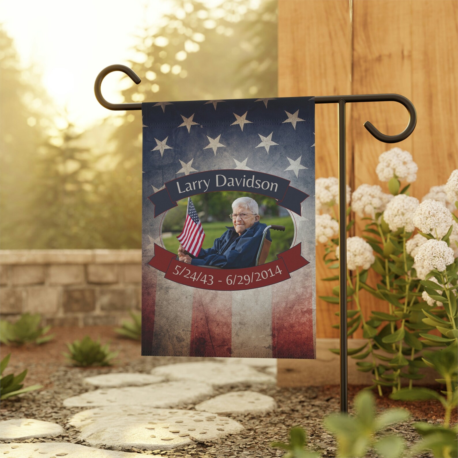 American Flag Cemetery Flag Personalized Photo Memorial in - Etsy