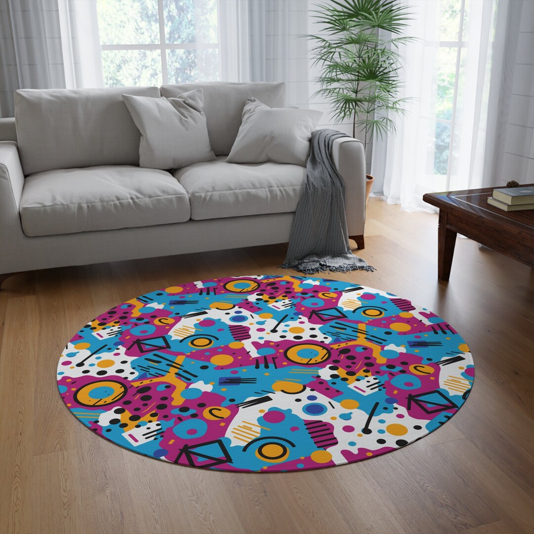 Colorful Pop Art 60 Round Rug, Area Rug, Interior Design Rug, Home ...
