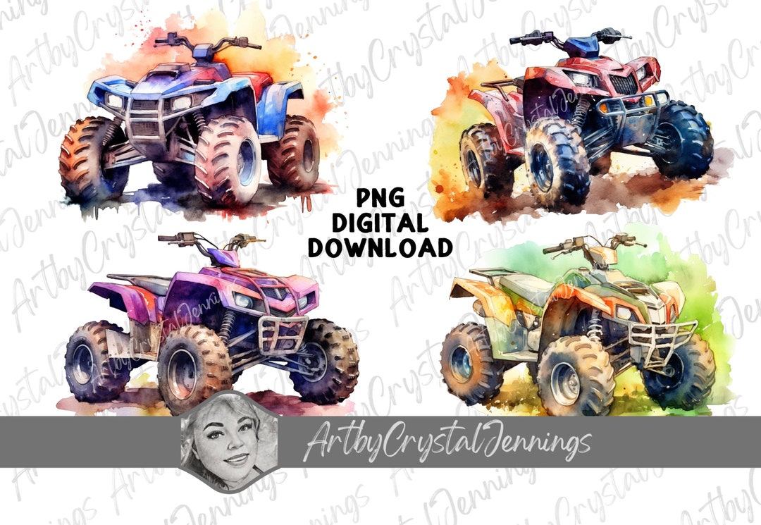 4 Wheeler ATV Design, Watercolor 4 Wheel Instant Download ATV Rider PNG ...