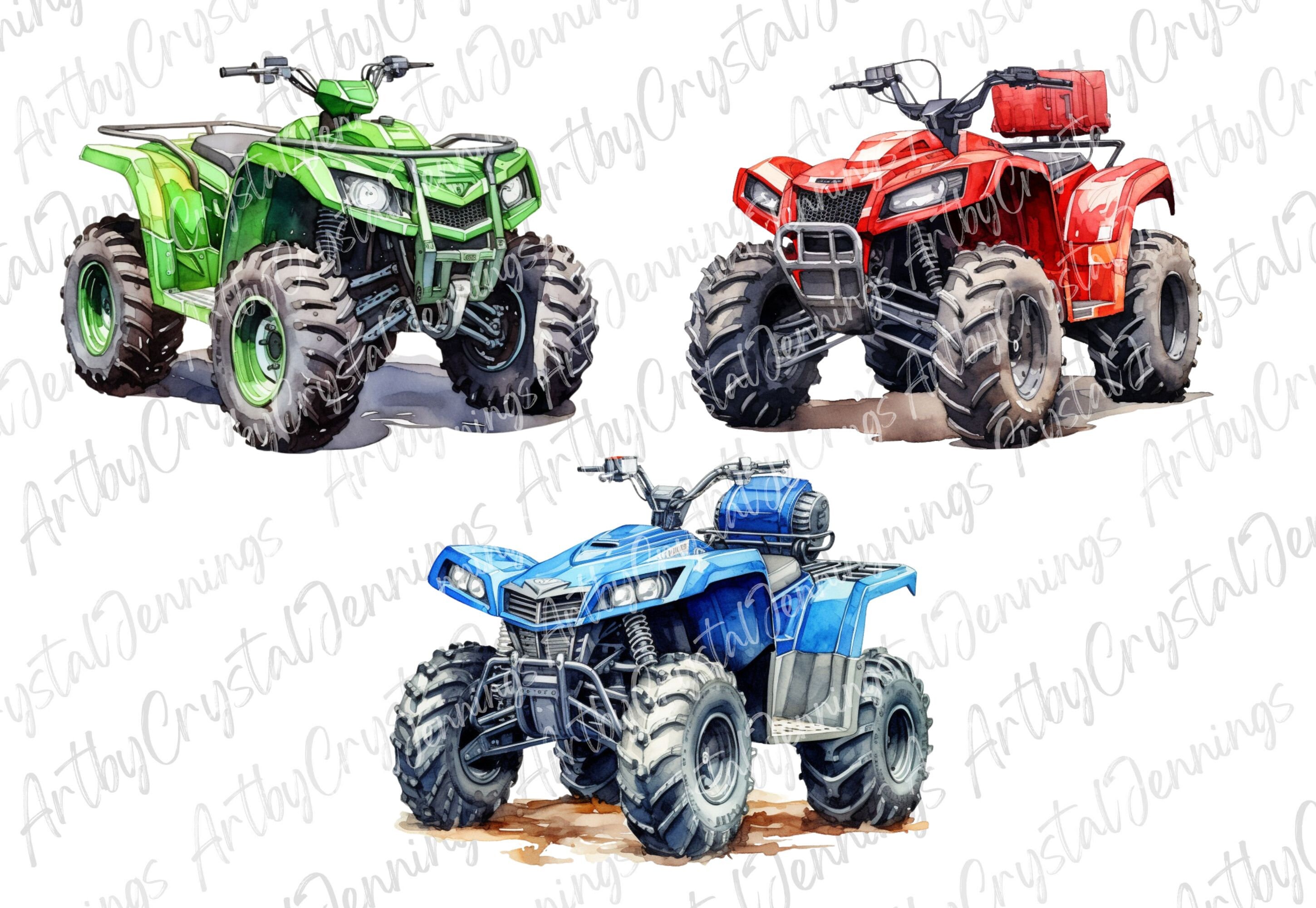 Watercolor ATV Clipart: 4 Wheeler Rider Design (PNG Digital Download ...