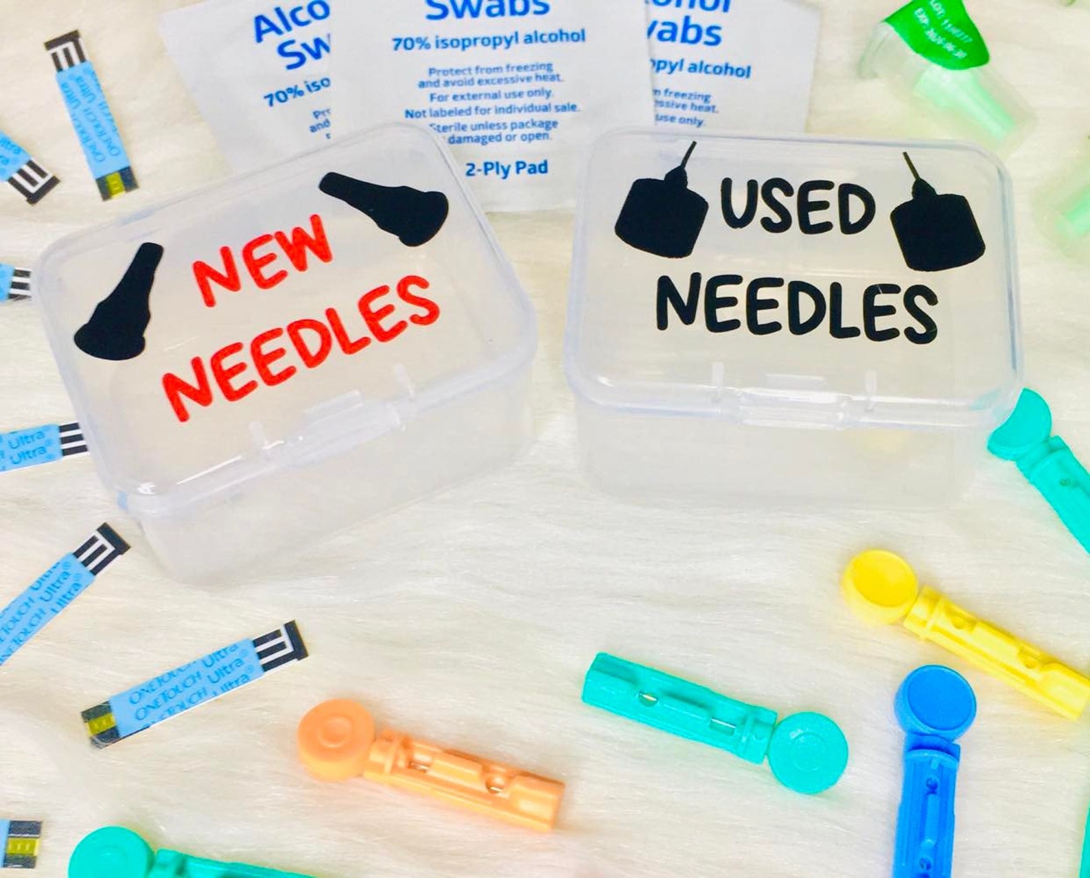 Small Diabetic Supply Storage Containers for Lancets Needles - Etsy