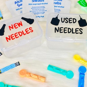 Small Diabetic Supply Storage Containers for Lancets, Needles, Test ...