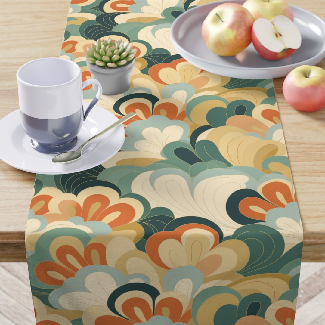 Retro Wavy Table Runner Vintage Inspired Kitchen Decor - Etsy