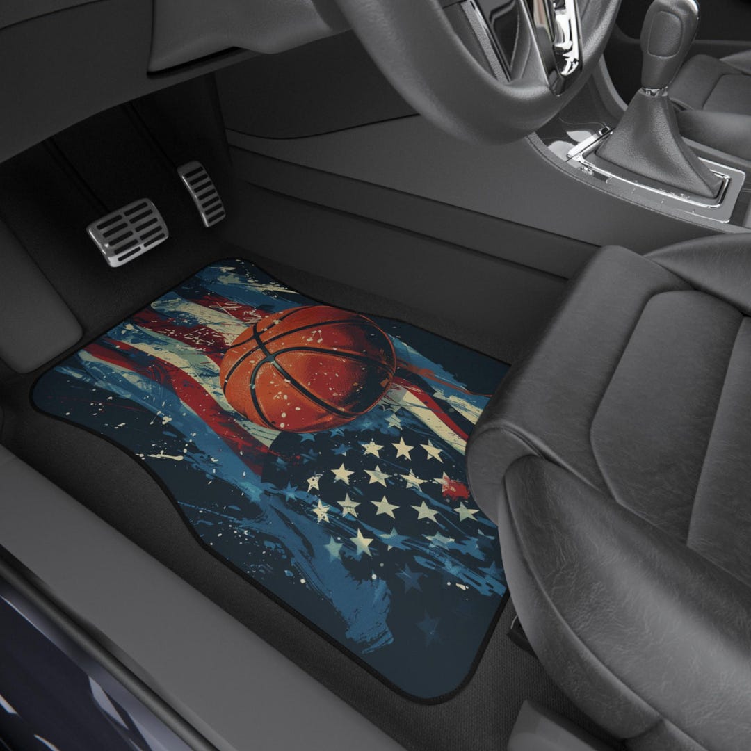 Set of 4 American Basketball Car Accessory Floor Mats, Athletic Car ...