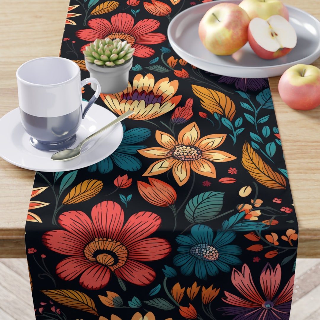 Boho Wildflower Table Runner Floral Kitchen Decor Flower - Etsy