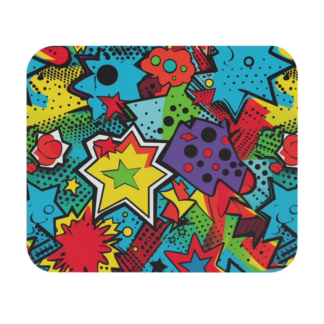 Colorful Comic Pop Art Mouse Pad, Computer Accessory, Desk Top Mouse ...