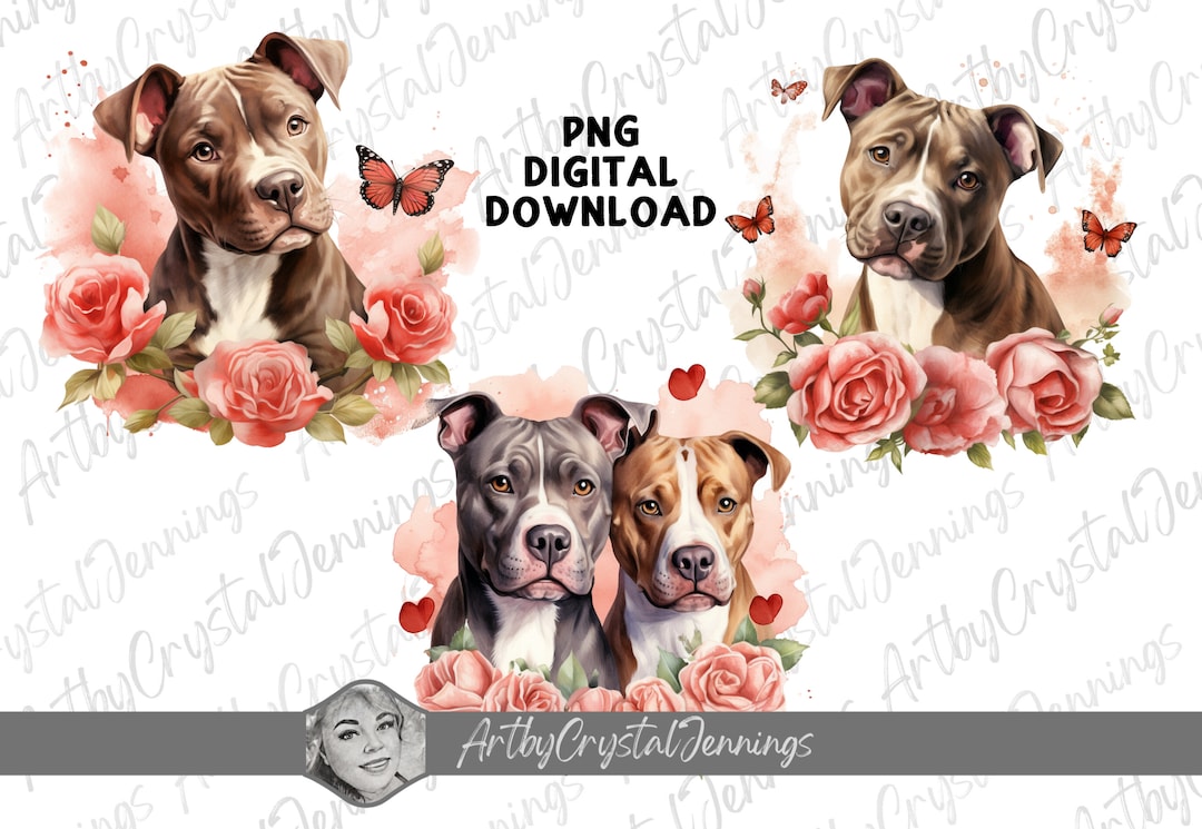 Valentine Pitbull PNG DIGITAL DOWNLOAD Pitbull Dog Instant Download ...
