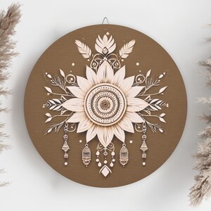 Round Rustic Bohemian Wood Sign, Boho Home Decor, Boho Housewarming ...