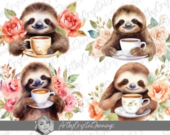 Sloth Coffee PNG, Sloth Image Designs, Slothee Digital Design, Clip Art ...