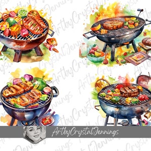 Colorful BBQ Grill Watercolor Design Instant Download, Food Cook Out ...