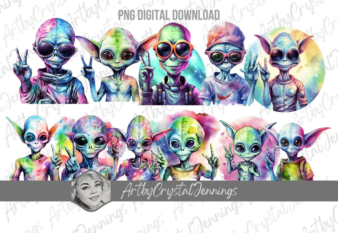 Peace Sign Space Alien Design, Alien Instant Download Space Alien PNG ...