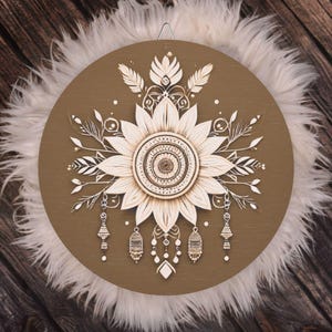 Round Rustic Bohemian Wood Sign, Boho Home Decor, Boho Housewarming ...