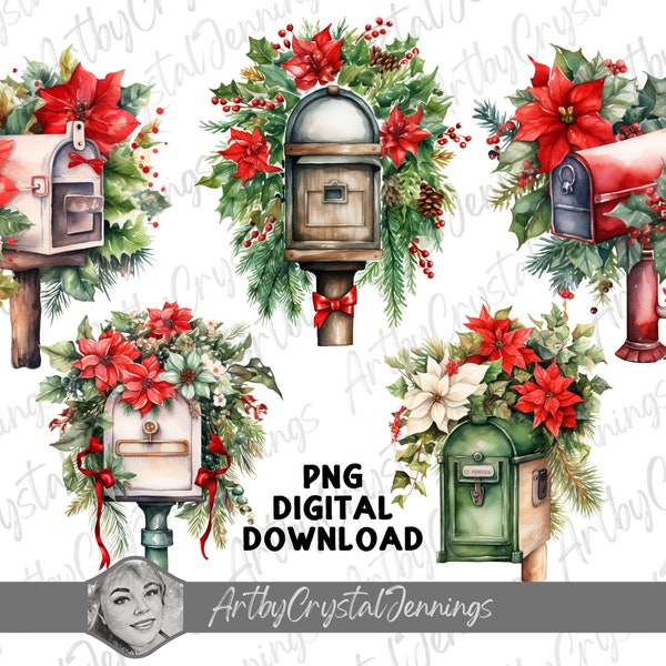 Christmas Mailbox Clipart - Etsy