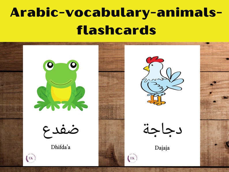 30 Arabic Vocabulary Animals Flashcards, Arabic Pronunciation, Arabic ...