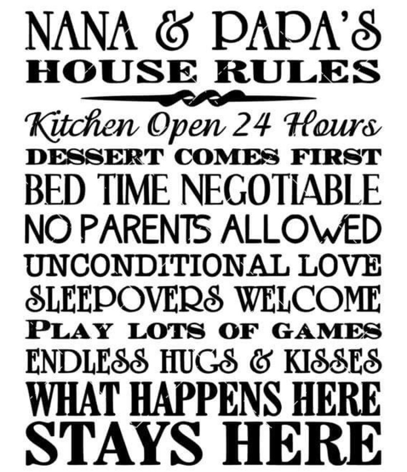 Nana & Papa's House Rules Digital SVG, PNG - Etsy
