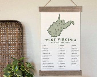 West Virginia State Parks Map Printable 16x20, State Park Map, Gift for ...