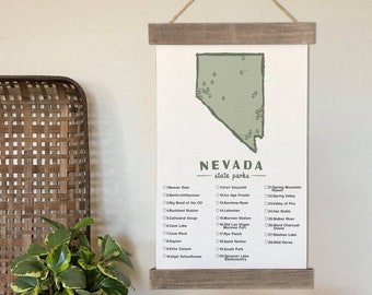 Nevada State Parks Map Printable 16x20, Gift for Hiker, Outdoor Art ...