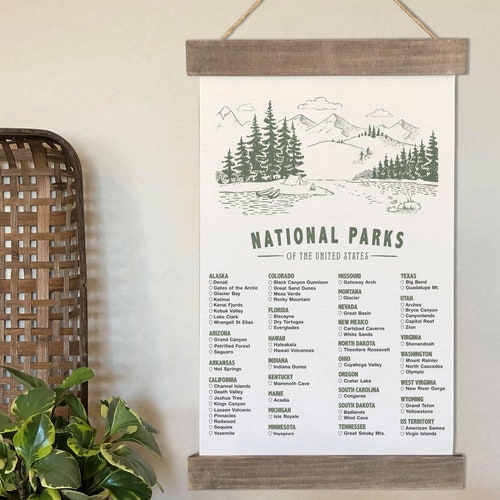 National Park Checklist Poster Modern Color - Etsy